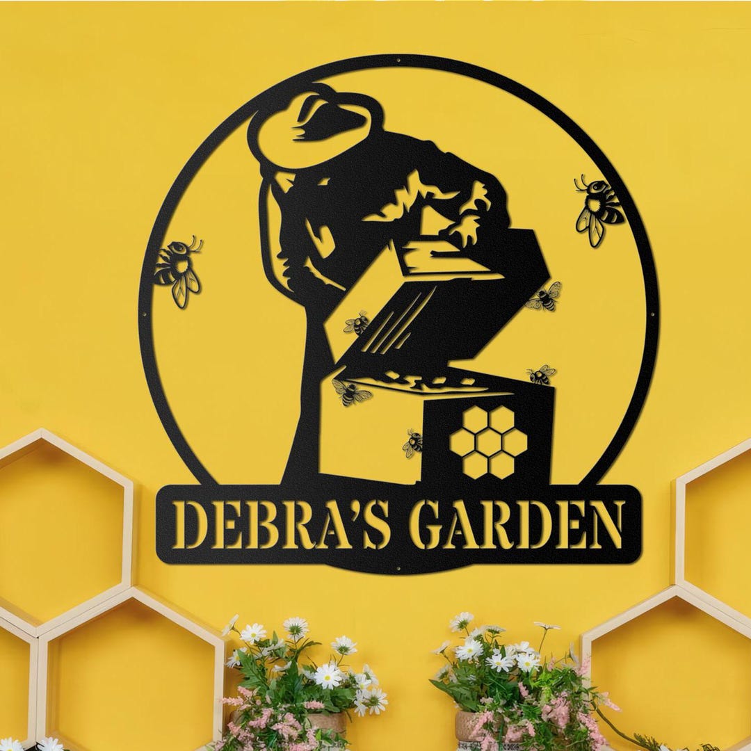 Personalized Honey Bee Metal Sign LED, Custom Beekeeper Name Sign, Bee ...
