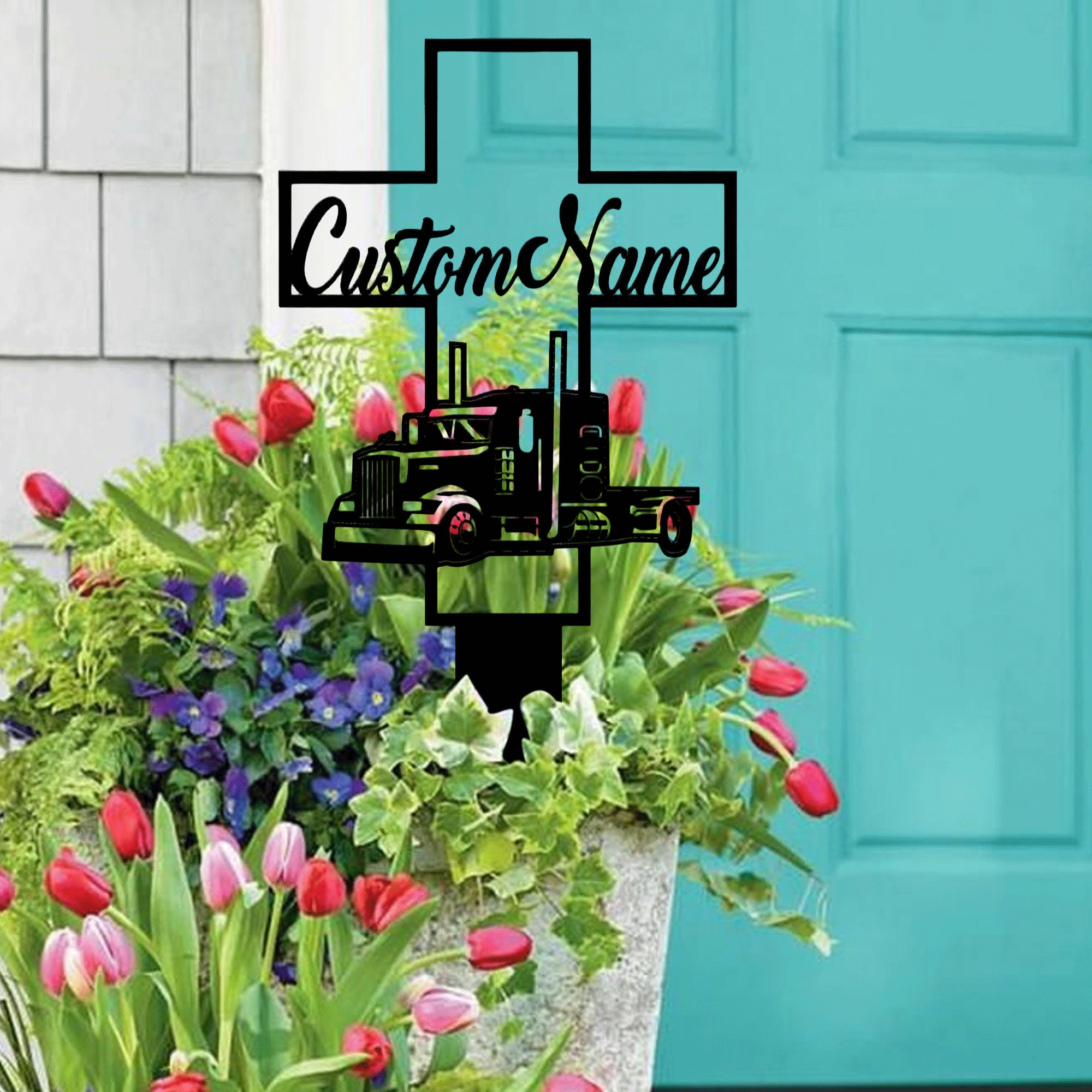 Personalized Trucker Memorial Cemetery Stake, in Memorial of Gift ...