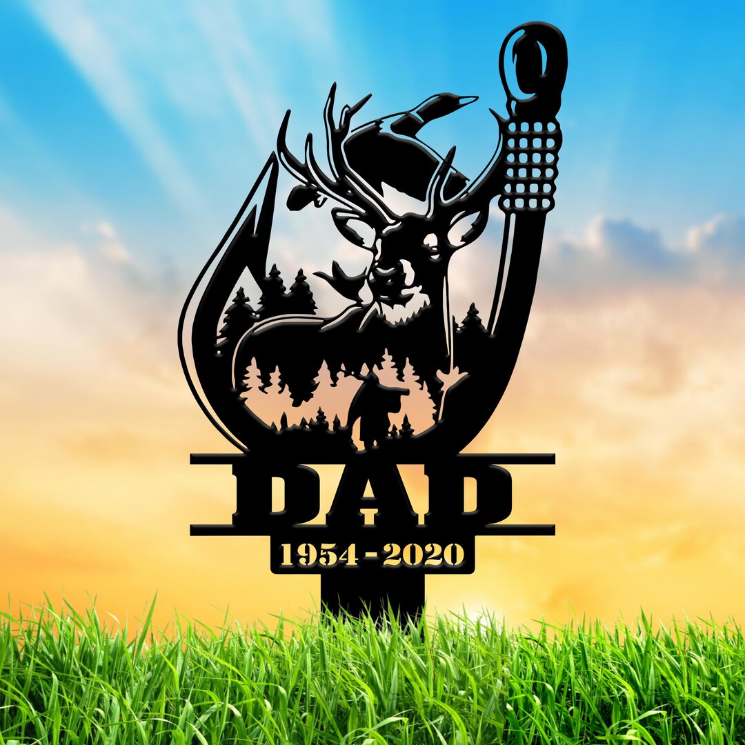 Custom Hunter Metal Memorial Stake, Outdoor Signs Garden Stakes Deer ...