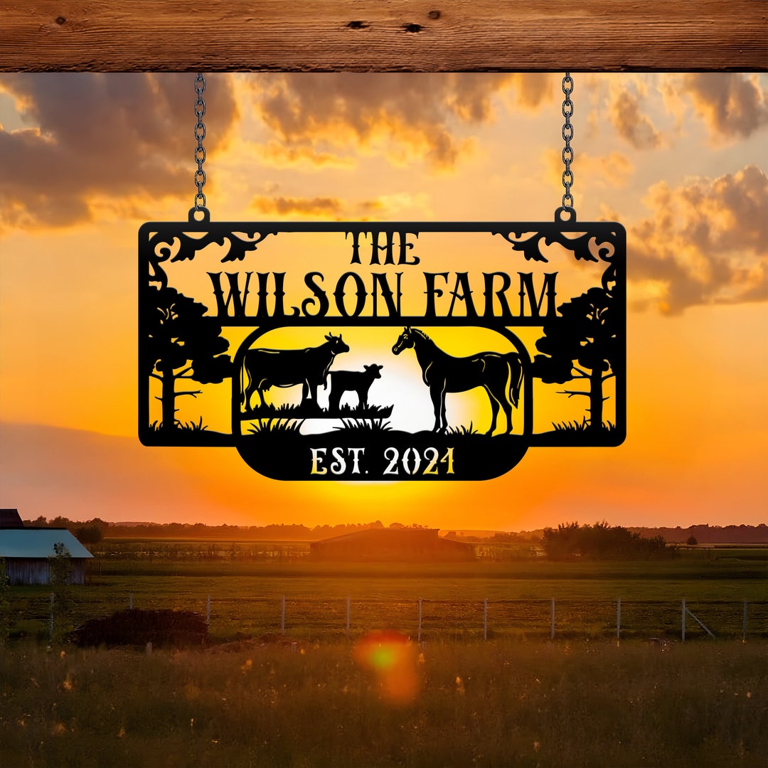 Custom Metal Farm Name Sign, Personalized Farmhouse Decor, Farm Name ...