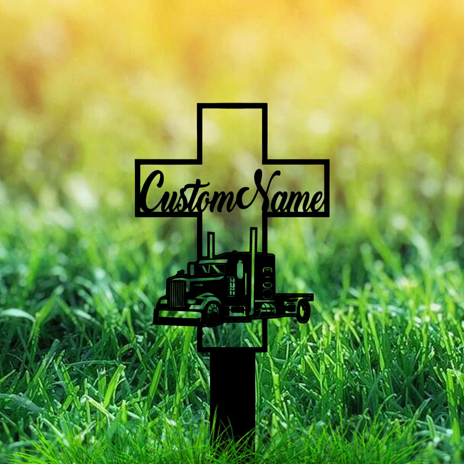 Personalized Trucker Memorial Cemetery Stake, in Memorial of Gift ...