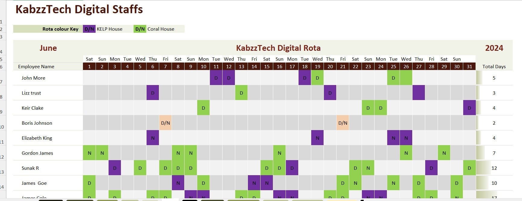 Monthly Staff Rota Template for Small Business and Big Companies - Etsy UK