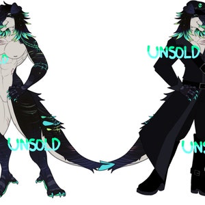 OLD SONA Ghost Dragon Pirate Furry / Fursona / Adoptable Double Sided ...