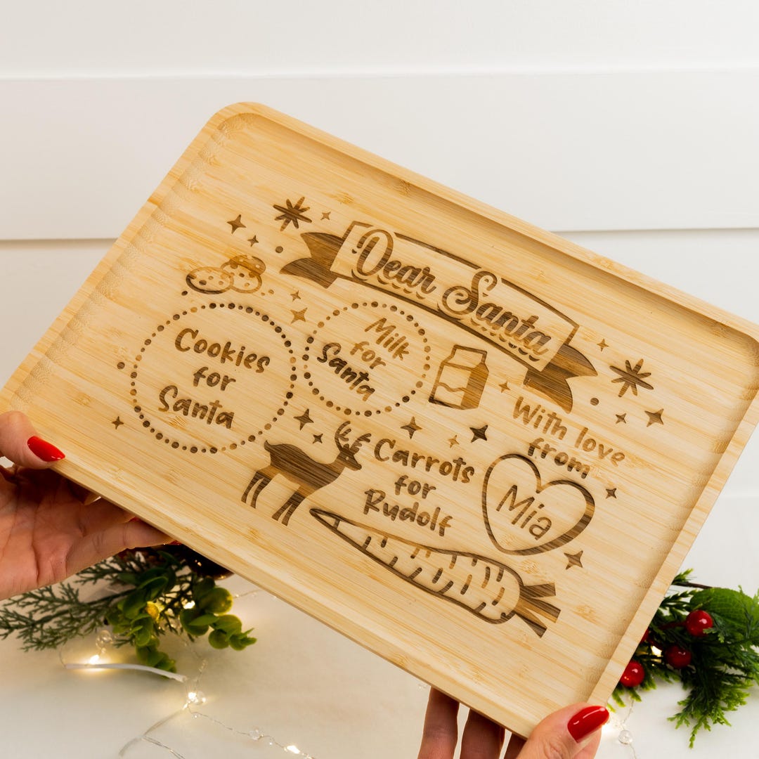 Personalised Bamboo Christmas Eve Santa Tray, Dear Santa Tray ...