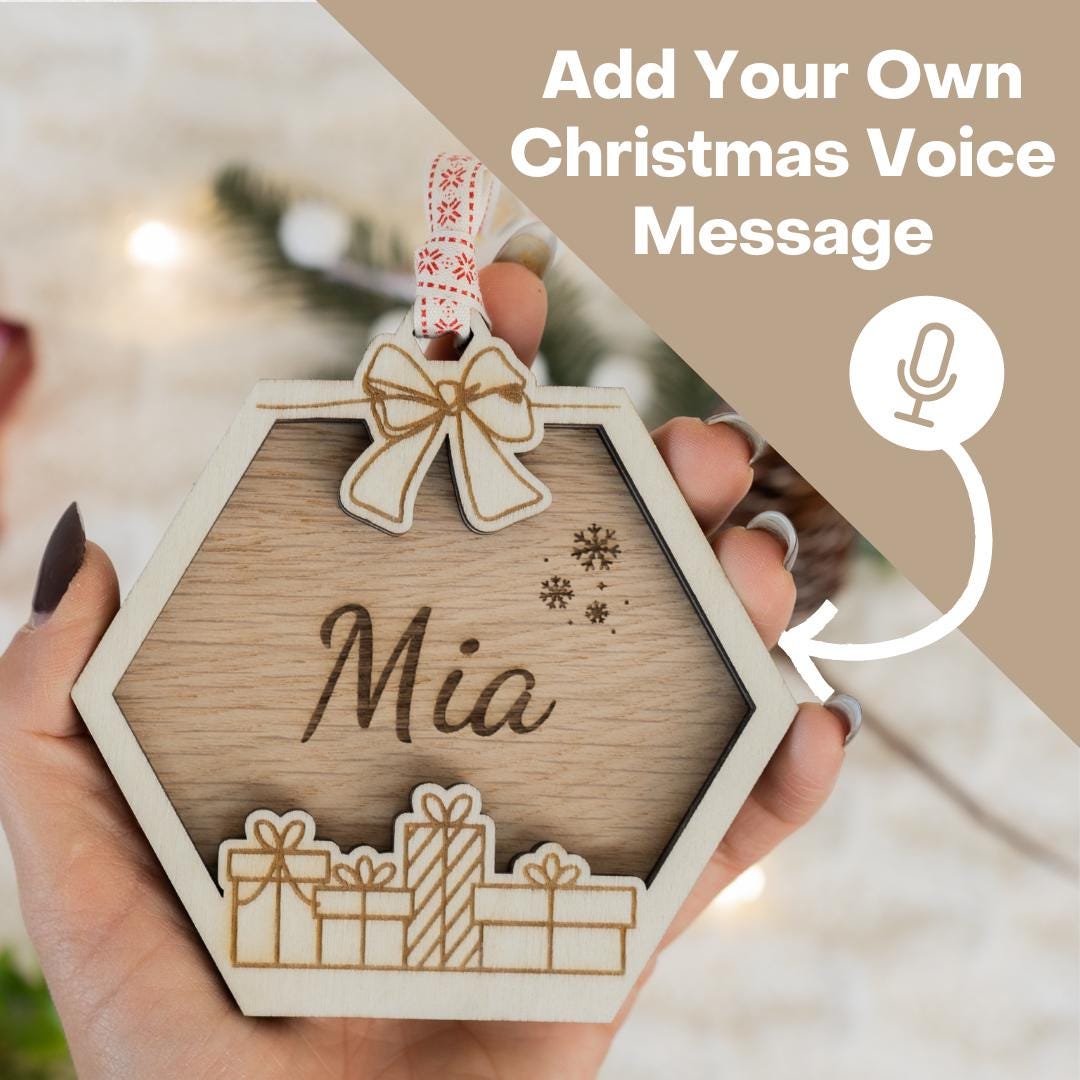 Interactive Christmas Ornament, Personalised Voice Recording Bauble ...