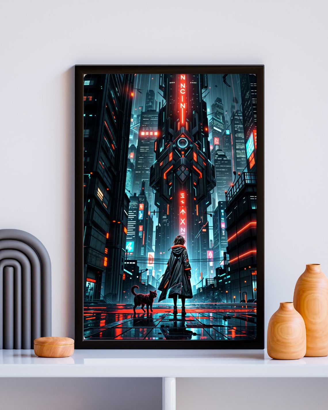Matte Vertical Posters, Futuristic Skyscrapers Art, Dystopian Landscape ...