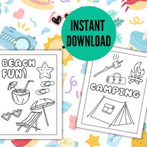 Printable Summer Coloring Pages, No Prep Print and Go Summer Kids Camp ...