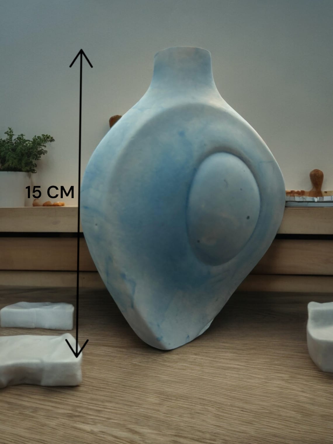Handmade Blue Stone Powder Vase Unique Modern Design, Artistic Home ...
