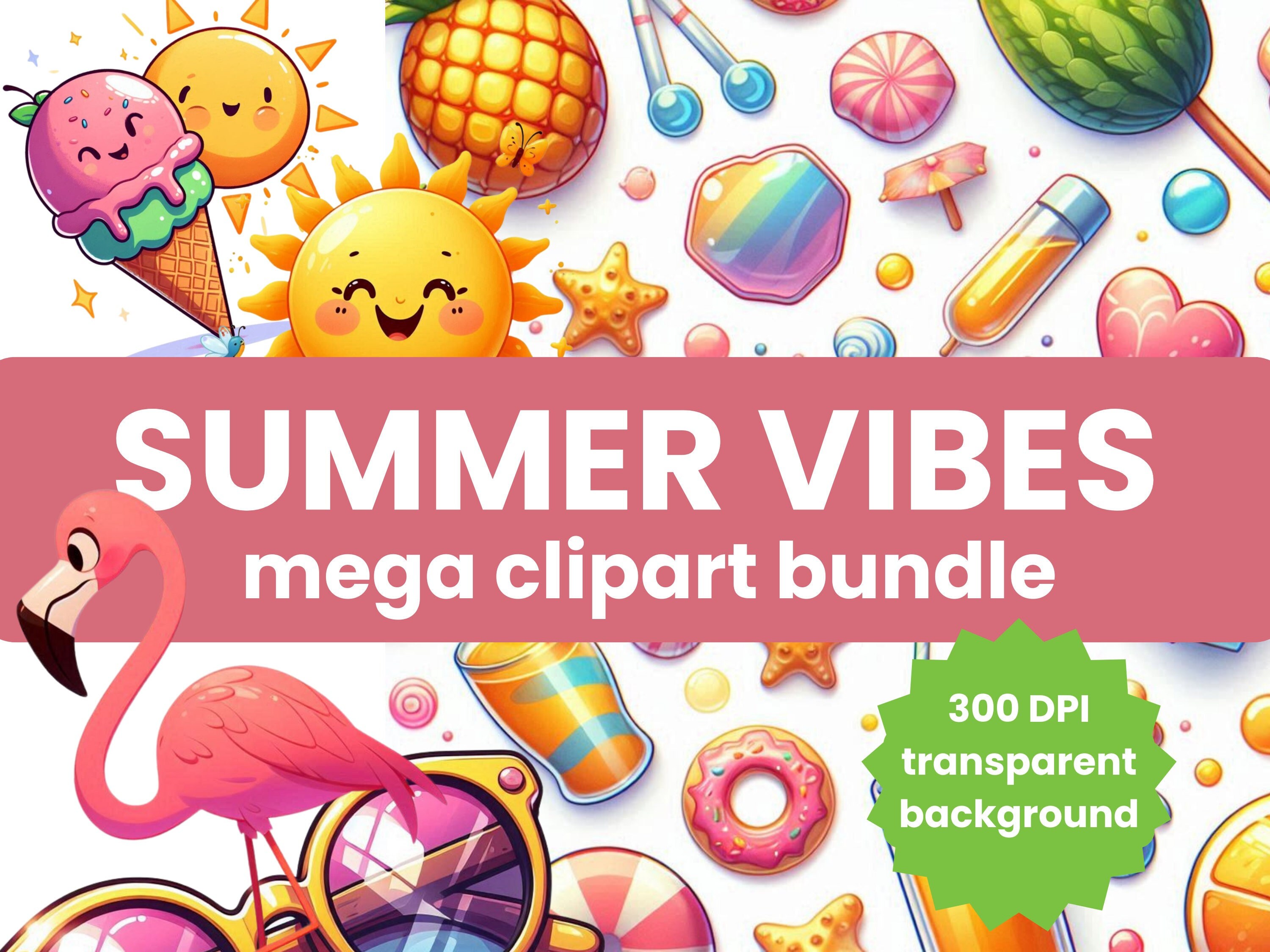 Summer Beach Clipart - Tropical Clipart - Pool Party Clipart - Instant ...