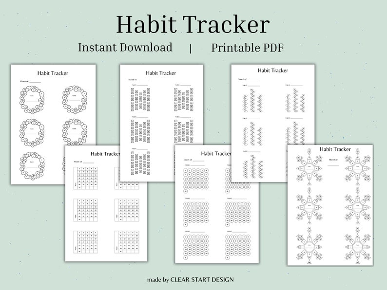 Habit Tracker Printable, Monthly Habit Tracker, Habit Tracker Digital ...