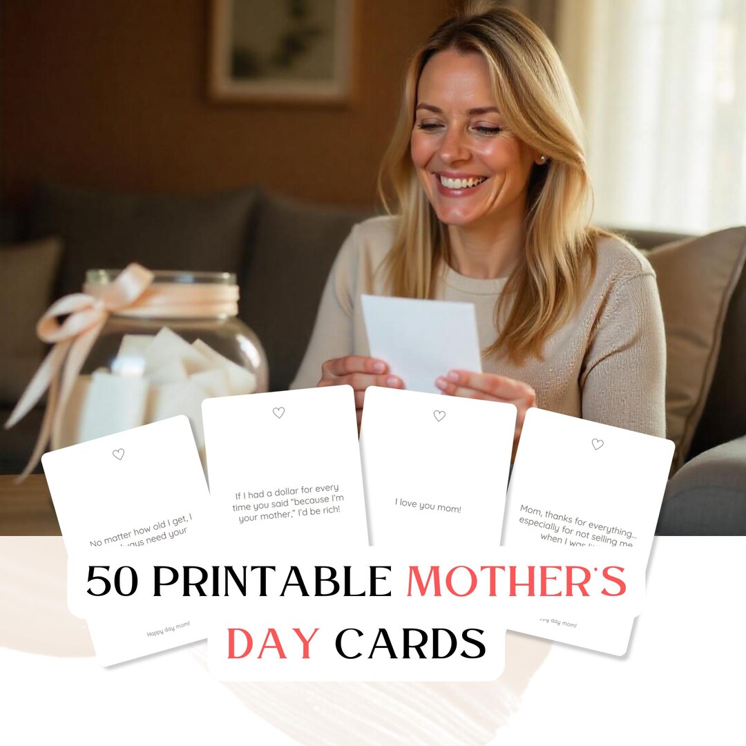 Mother’s Day Gift | Mother’s Message Box – 50 Printable Cards | Digital ...