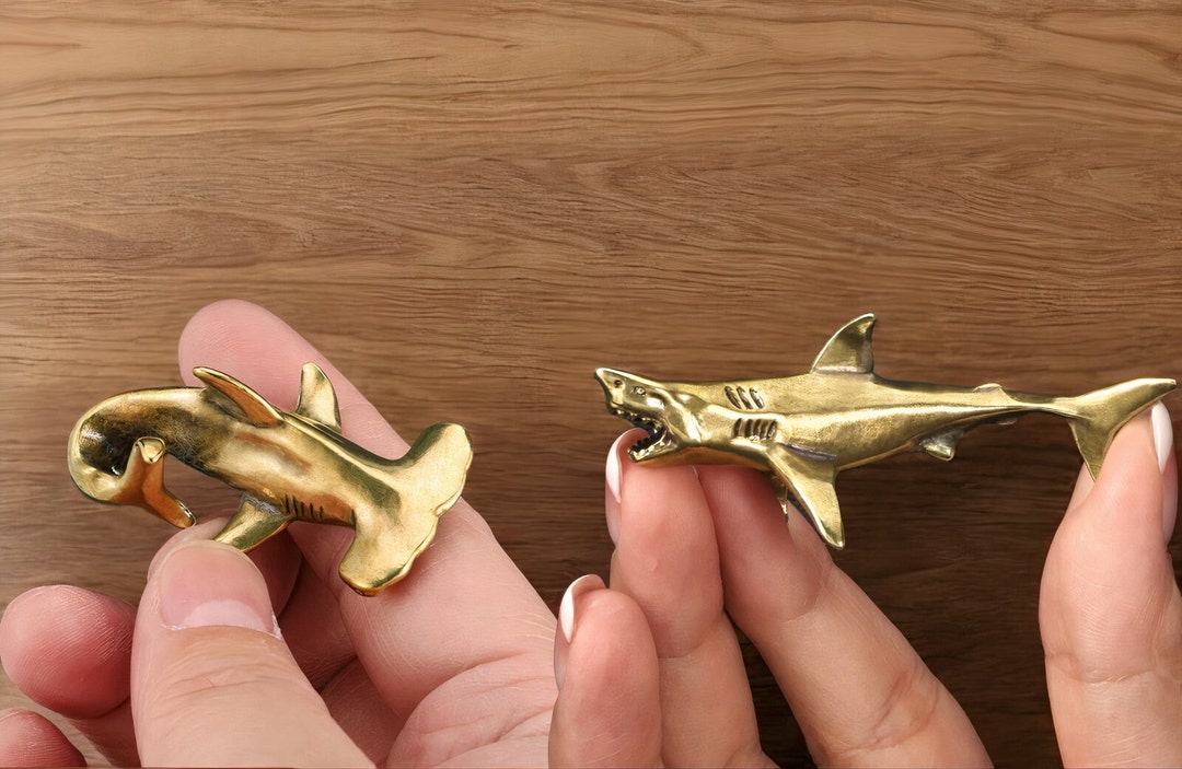 Cute Brass Sharks Brass Miniature Shark Gift Sealife Miniature ...
