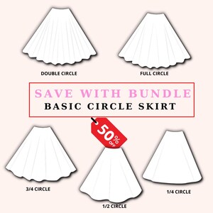 Basic Circle Skirt Bundle Pdf Sewing Pattern, Double Circle Skirt ...
