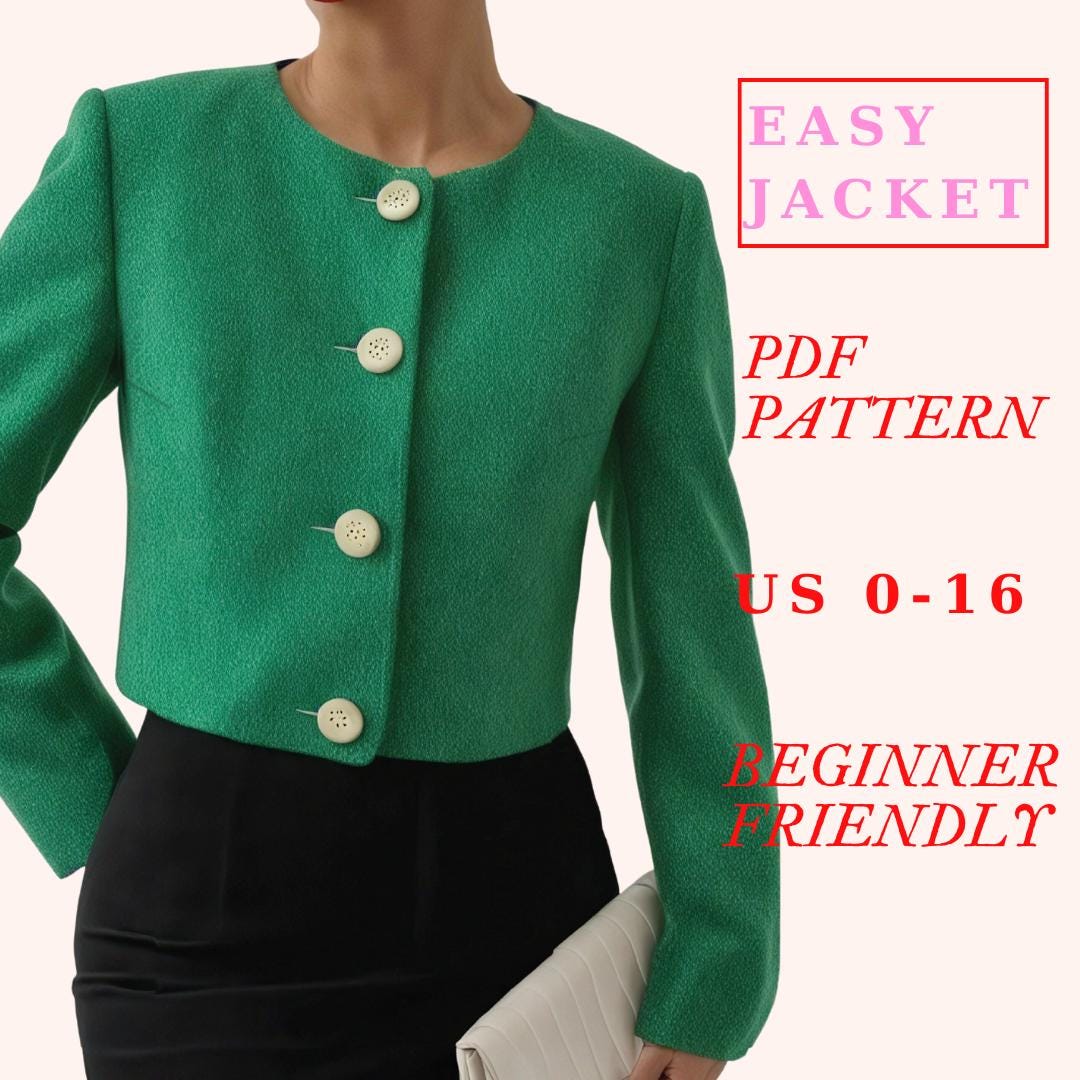 Easy Classic Jacket Pdf Sewing Pattern for Woman, Beginner Friendly ...