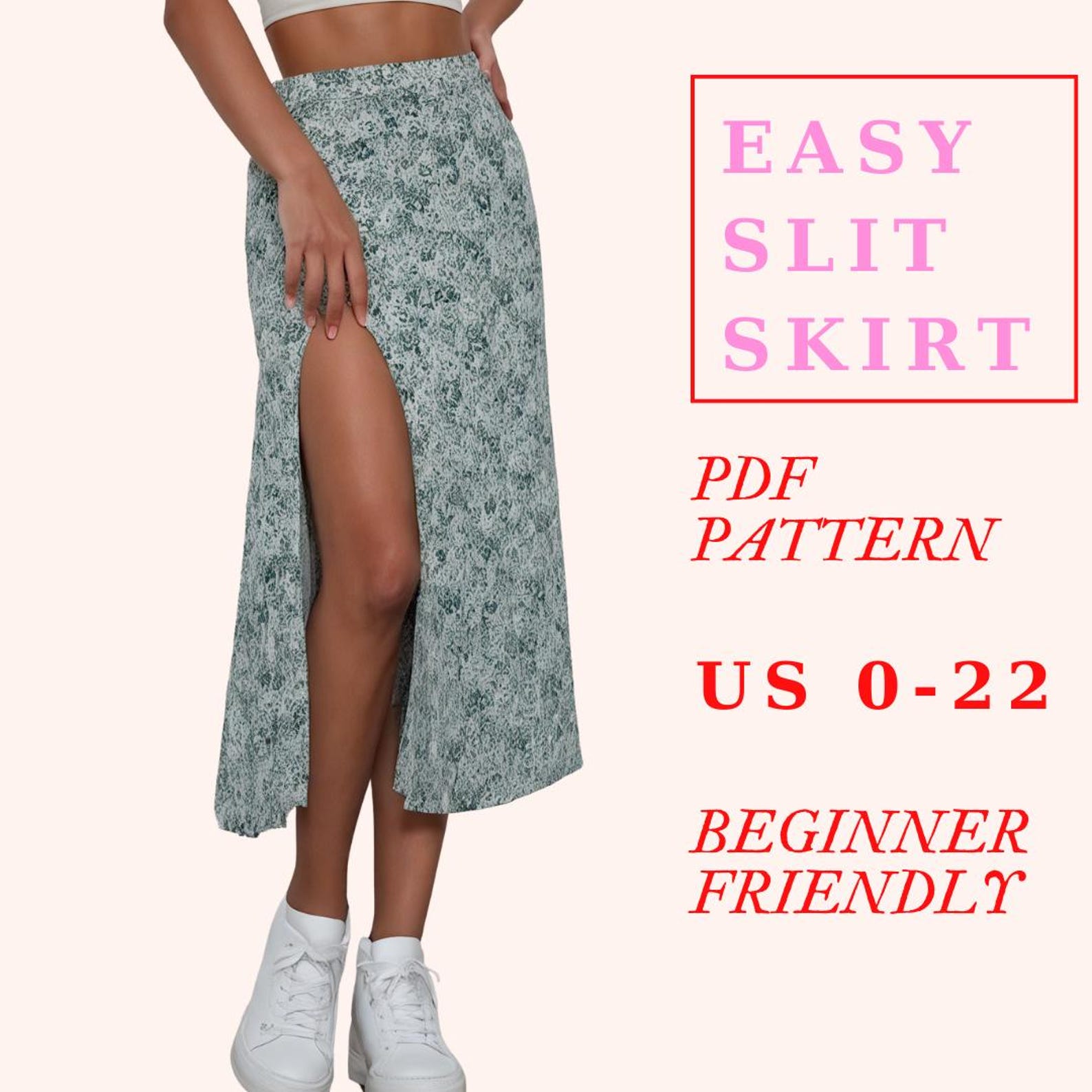 Easy Slit Skirt Sewing Pattern, Midi Slit Skirt Pattern, Beginner Friendly Skirt Pattern, Trendy ...