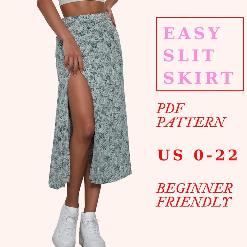 Easy Slit Skirt Sewing Pattern, Midi Slit Skirt Pattern, Beginner Friendly Skirt Pattern, Trendy ...