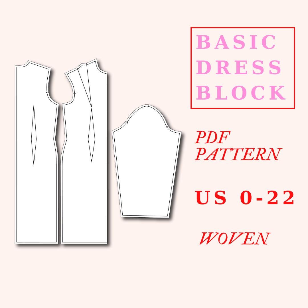 Basic Dress Block and Sleeve Pdf Sewing Pattern, Beginner Friendly ...