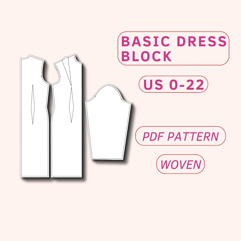 Basic Dress Block and Sleeve Pdf Sewing Pattern, Beginner Friendly Pattern, Basic Sloper Dress ...