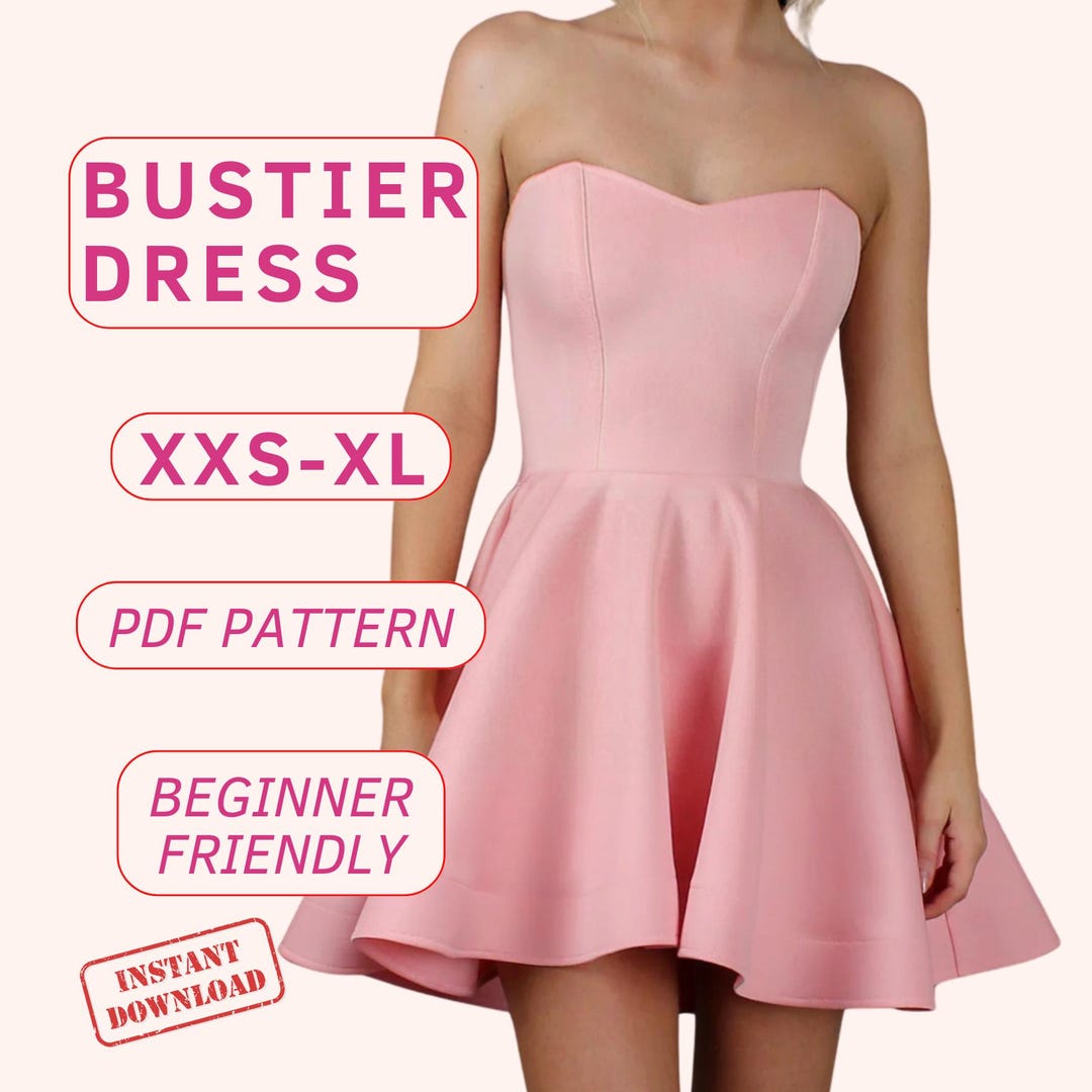 Sweetheart Bustier Skater Dress Pdf Sewing Pattern, Corset Dress ...