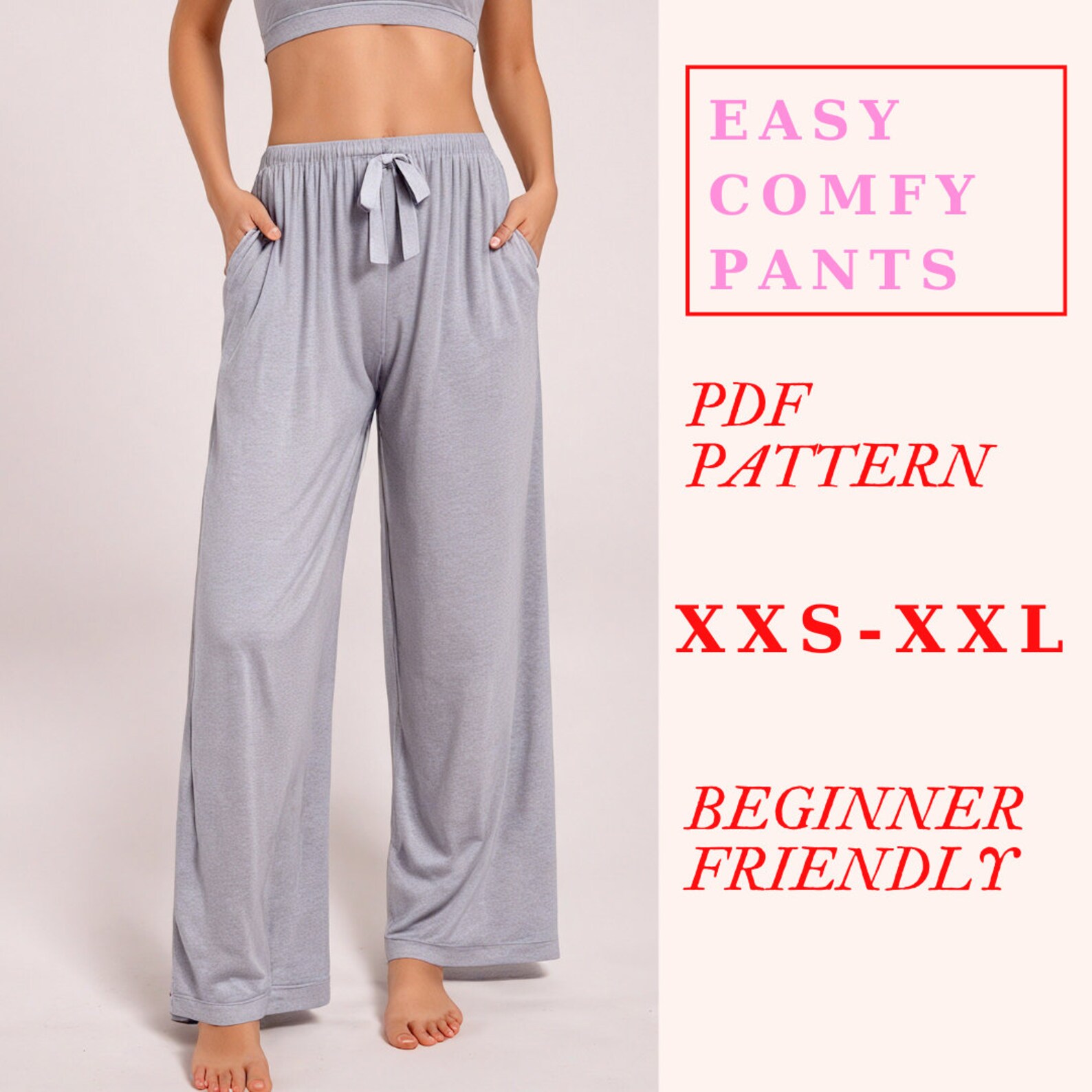 Easy Comfy Pyjamas Pants Sewing Pattern, Pyjamas Pants With Pockets Pdf ...