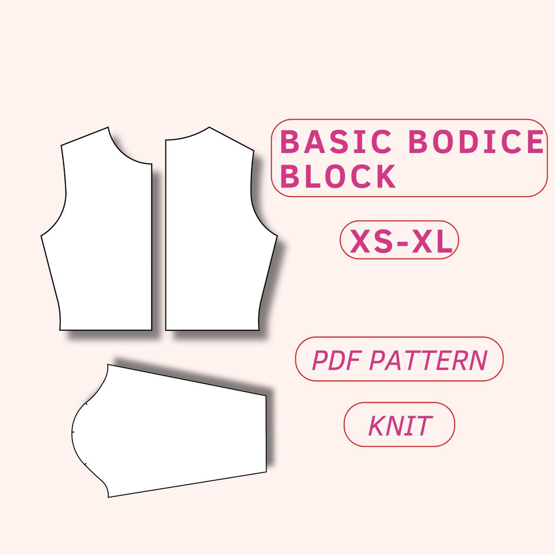 Knit Bodice Block & Sleeve Sewing Pattern, XS-XL (PDF Pattern) - Etsy