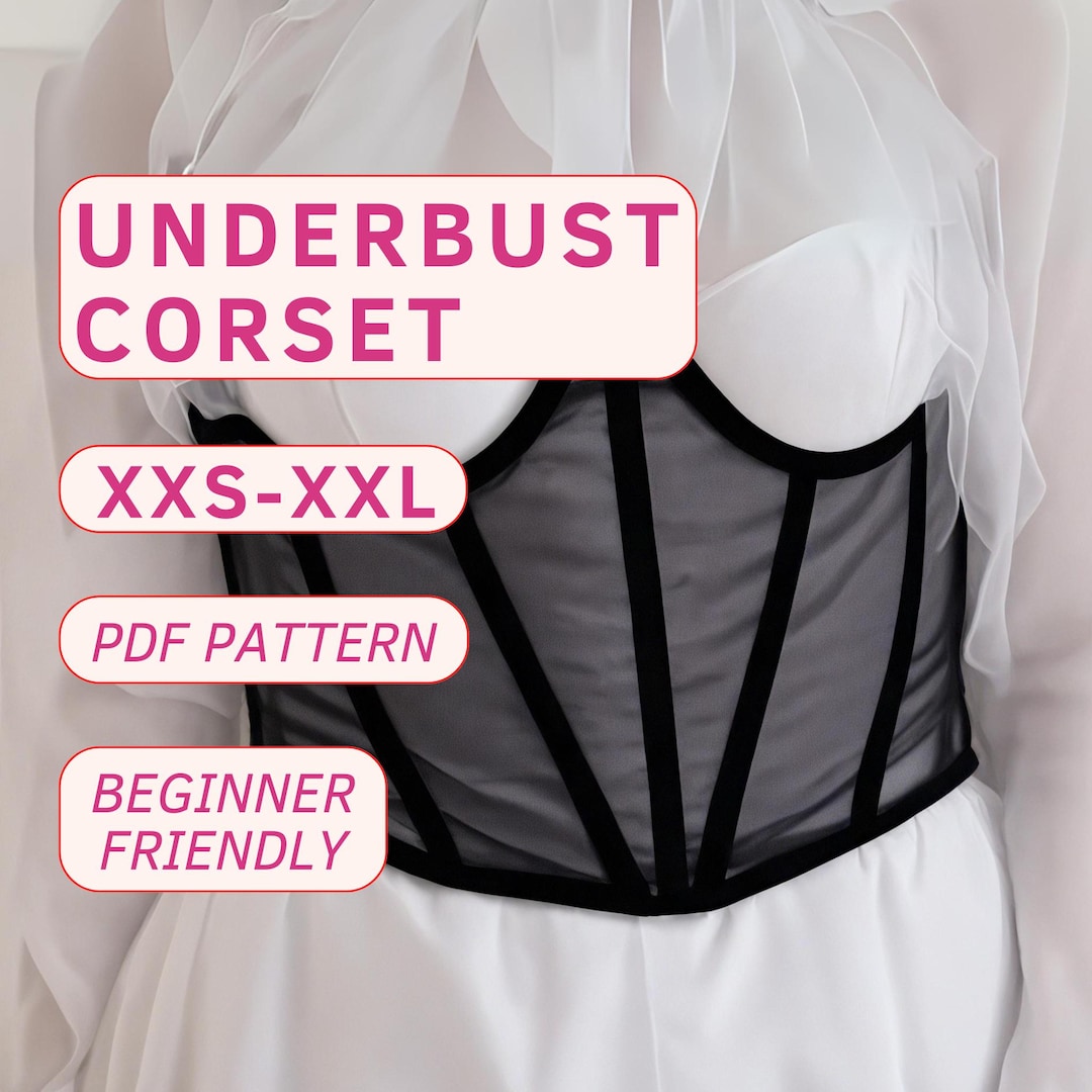 Sheer Underbust Corset Pdf Sewing Pattern, Easy Corset Belt Sewing ...