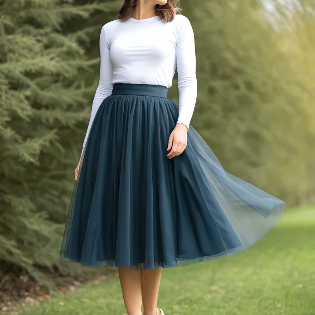 Midi Circle Skirt Pattern, Linen Gathered Skirt Sewing Pattern, Midi ...