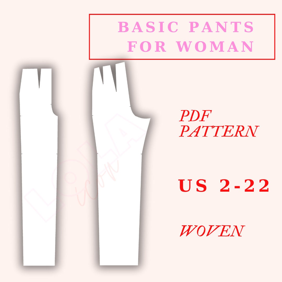 Basic Pants Block for Woman, Beginner Friendly Sewing Pattern, Basic ...