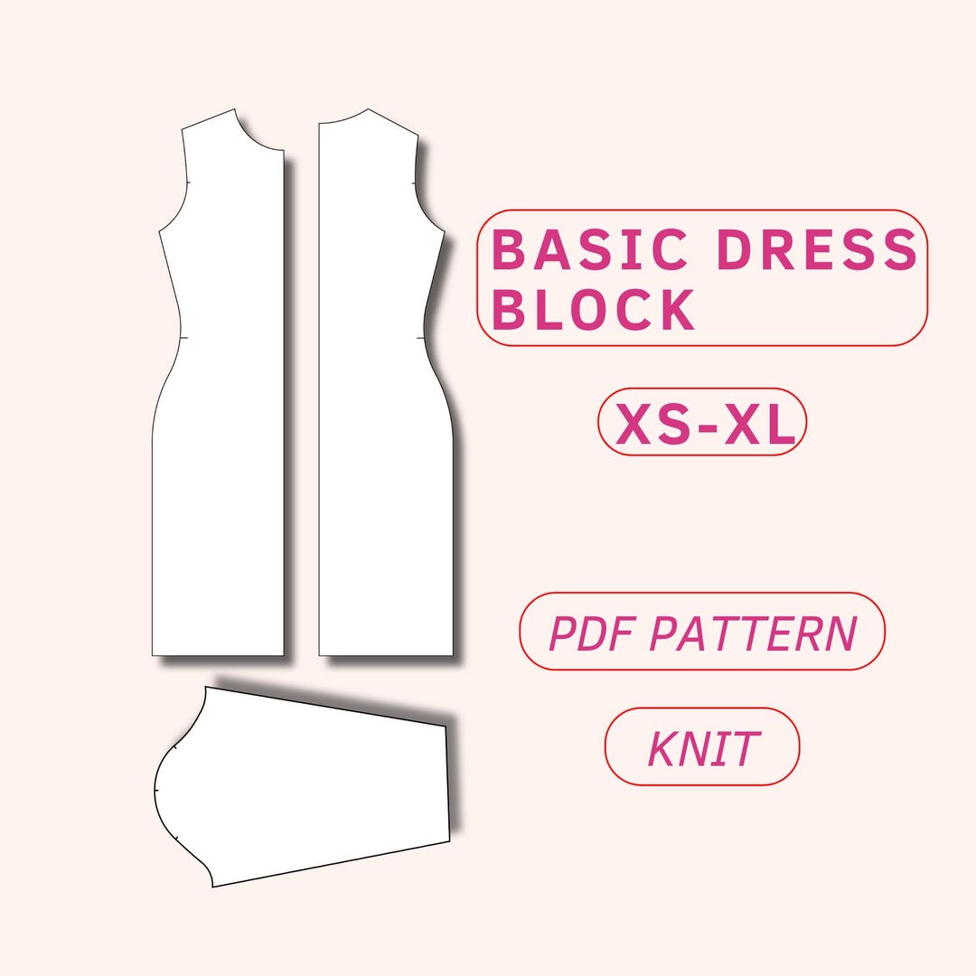 Basic Knit Dress Block and Sleeve for Woman, Beginner Friendly Sewing ...