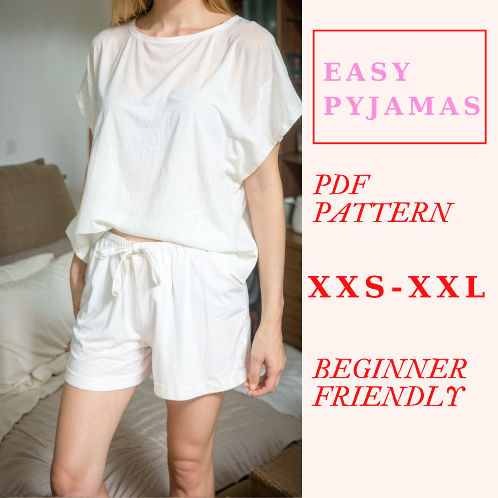 Easy Pyjamas Set Sewing Pattern, Comfy Pyjamas With Pockets Pdf Pattern ...