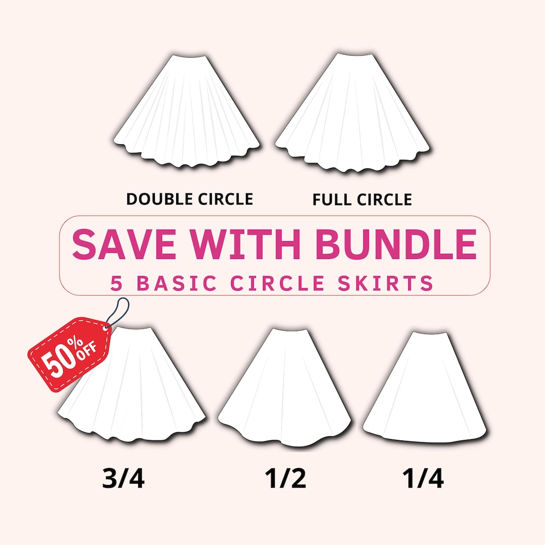 Basic Circle Skirt Bundle Pdf Sewing Patterns, Double Circle Skirt ...