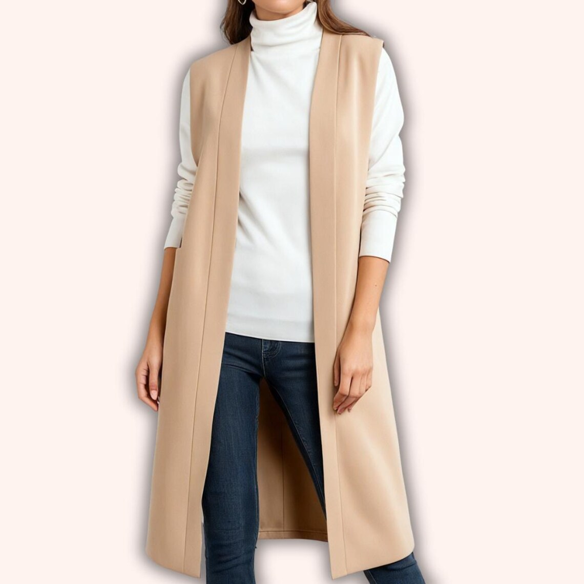 Easy Long Vest Sewing Pattern for Beginners, Sleeveless Jacket Pattern ...