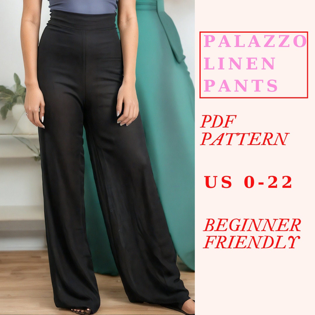 Wide Leg Pants Sewing Pattern, Palazzo Pants Pdf Pattern, Beginner Friendly Pants Sewing Pattern ...