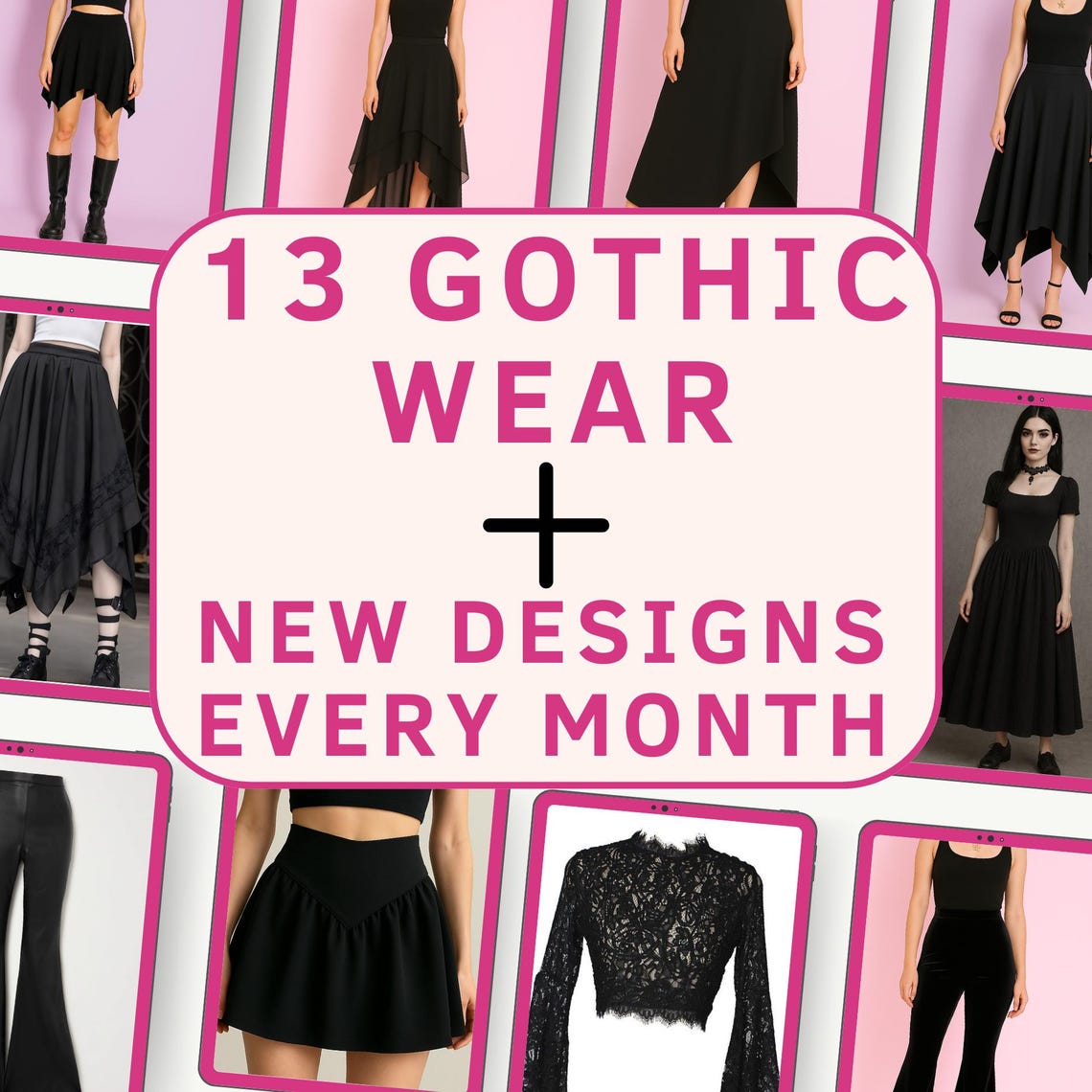 Goth Midi Dress Pattern for Beginners, Wool Formal Dress Pattern, Black ...