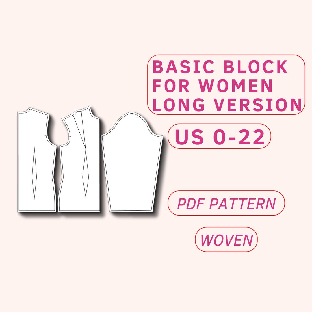 Basic Long Bodice Block and Sleeve for Women, Bodice Sloper for ...