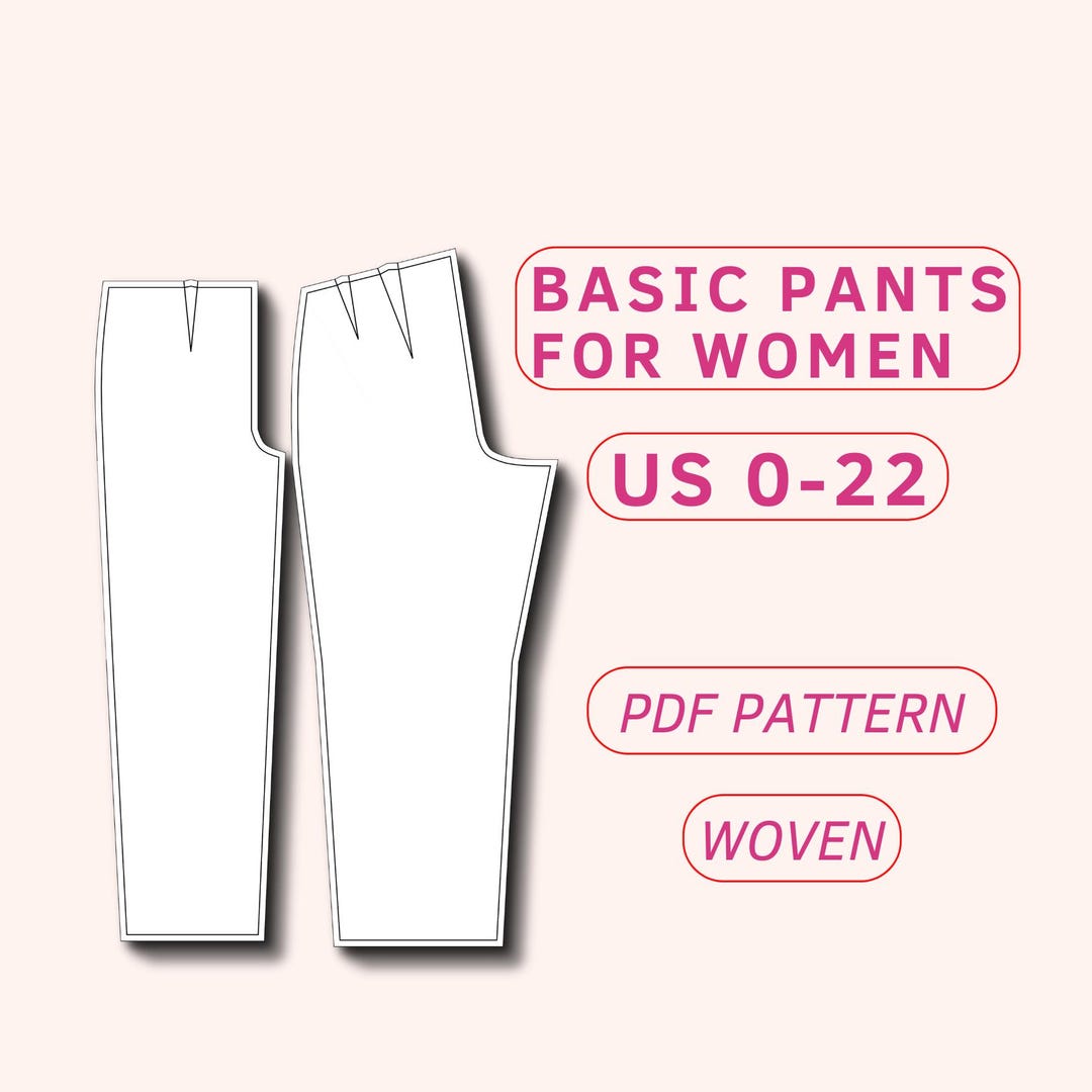 Basic Pants Block for Woman, Beginner Friendly Sewing Pattern, Basic ...