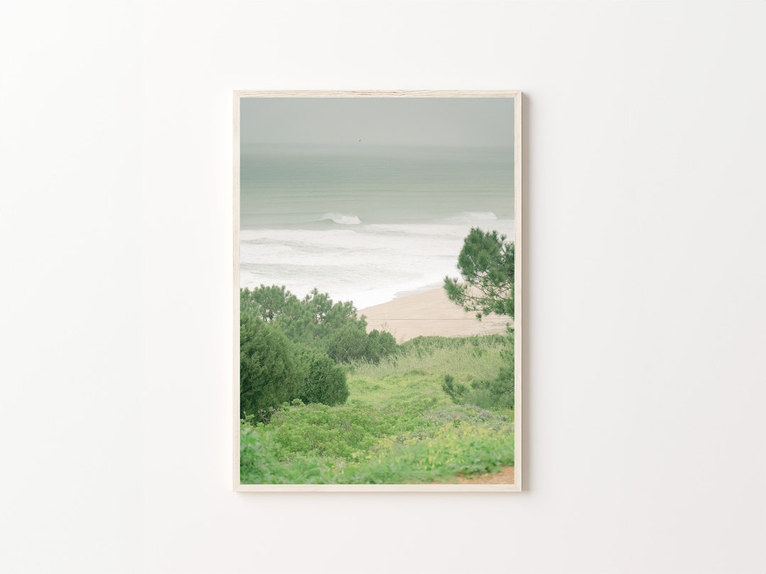 Green Wall Art, Beach Greenery, Wave Wall Art, Beach Greenery Print ...