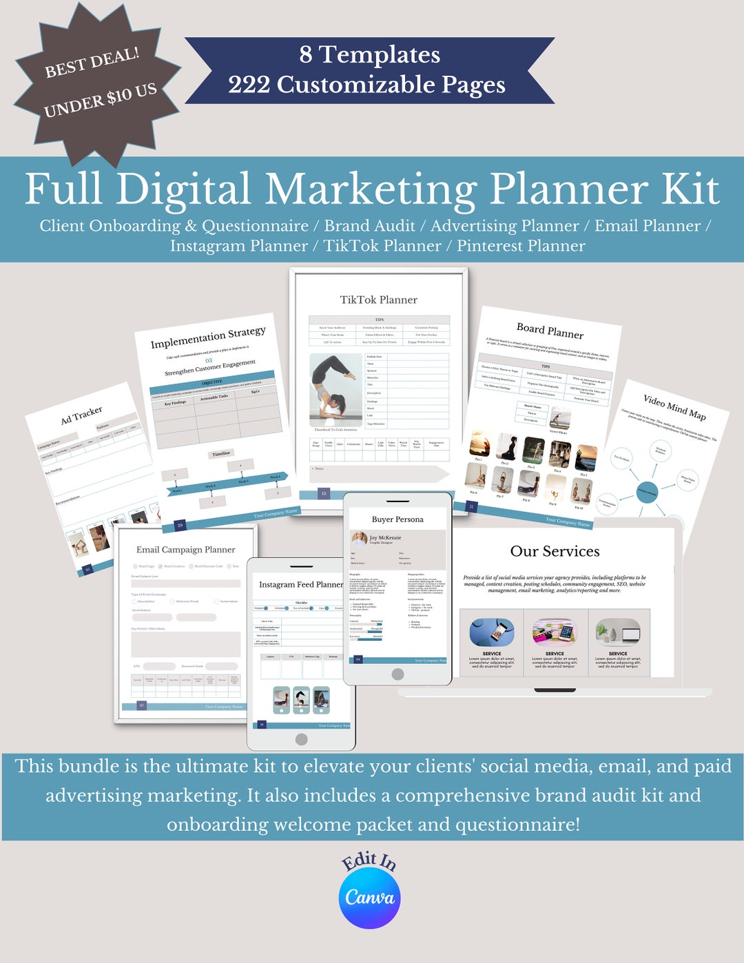 Full Digital Marketing Bundle, Social Media Planners, Digital Marketing ...