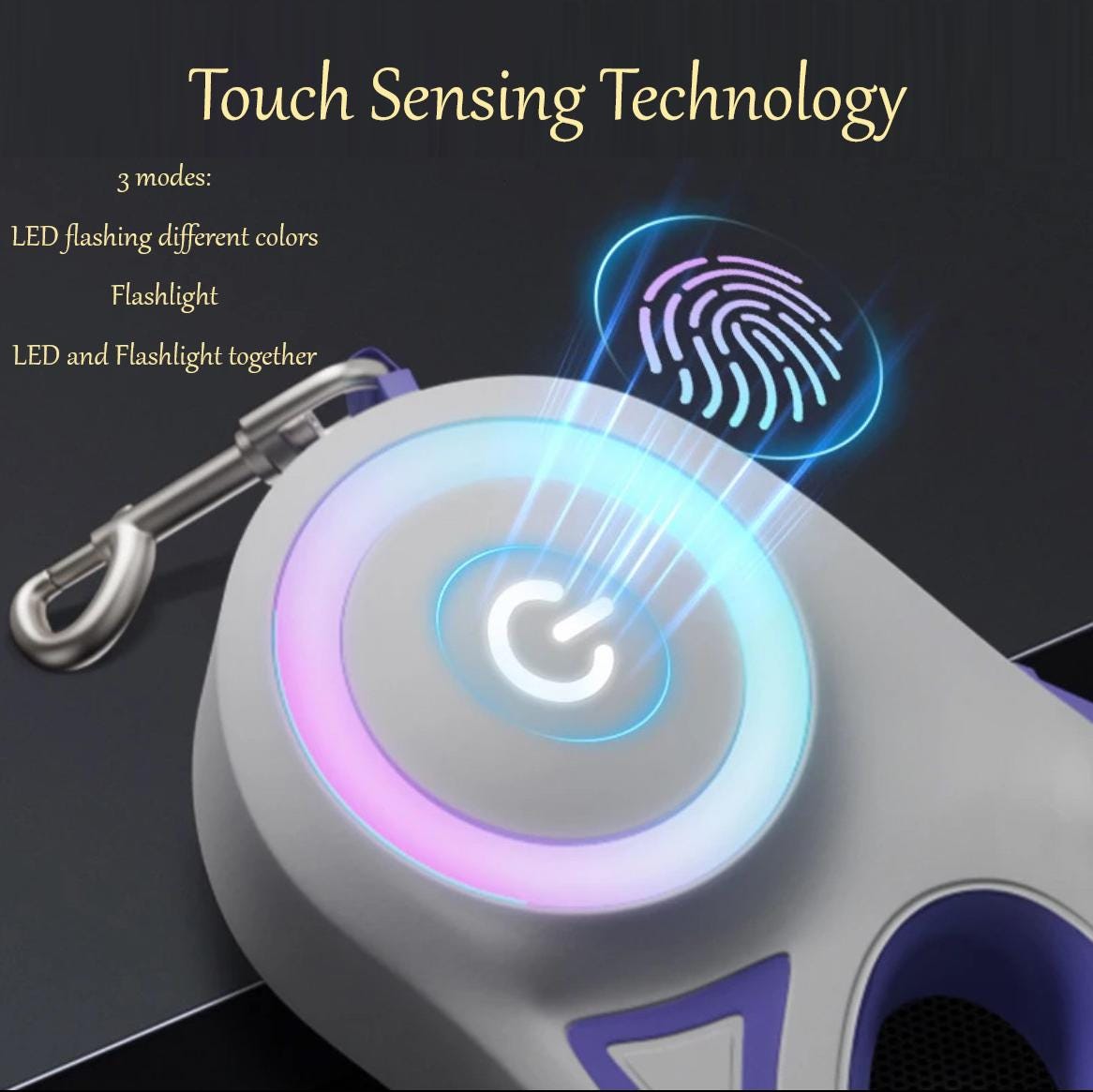 Dog LED Retractable Leash With Safety Flashlight Tangle Free Leash With ...