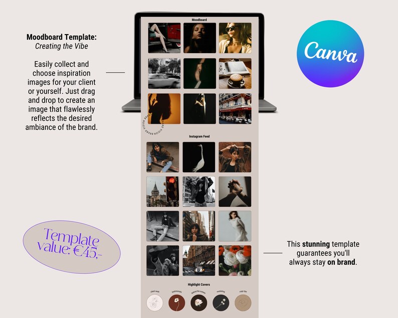 Brand Guidelines Canva Template & Moodboard Template | for Brand Designers, Webdesigners and ...