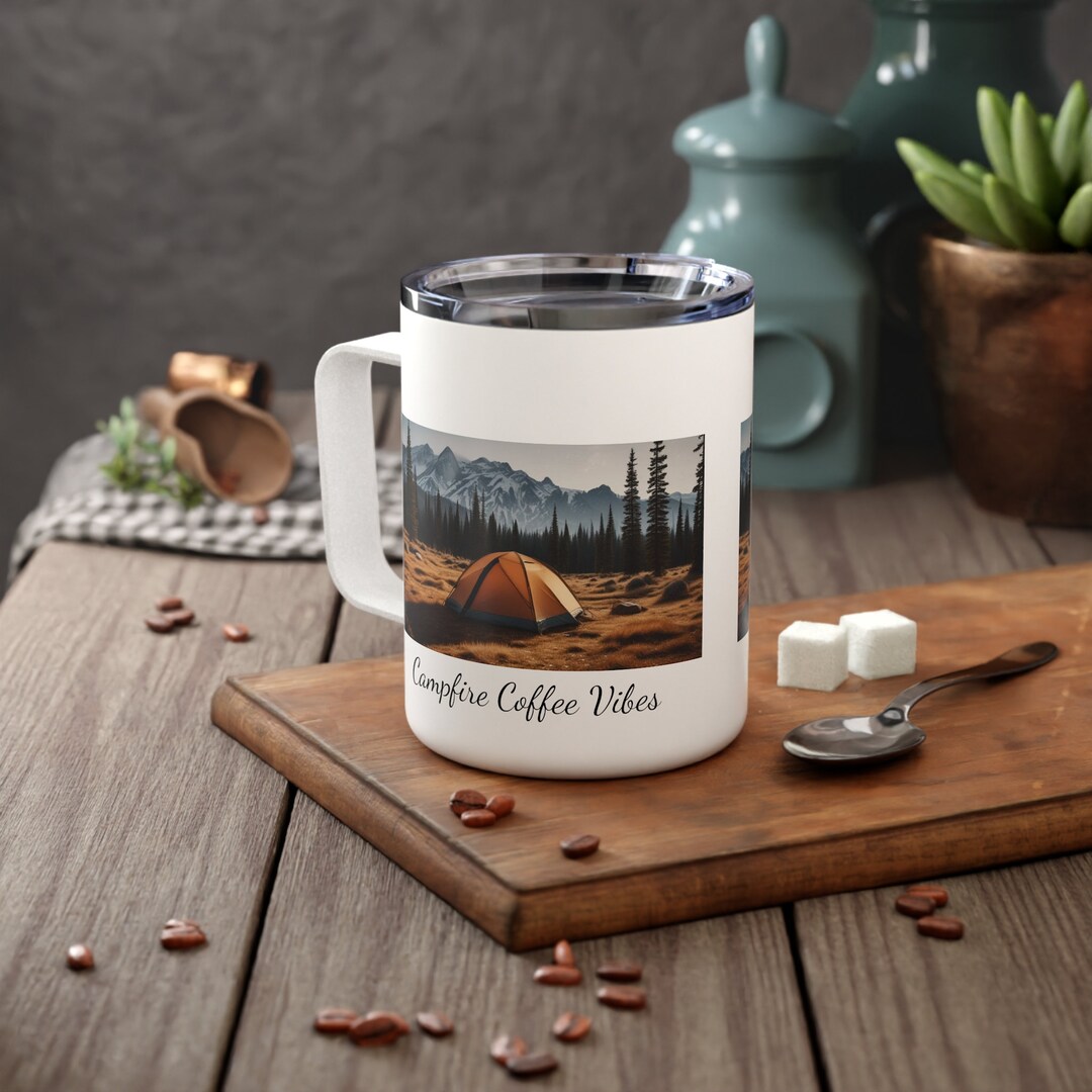 Campfire Coffee Vibes Insulated Camping Coffee Mug, 10oz - Etsy