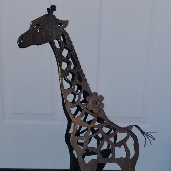 Metal Giraffe Sculpture - Etsy