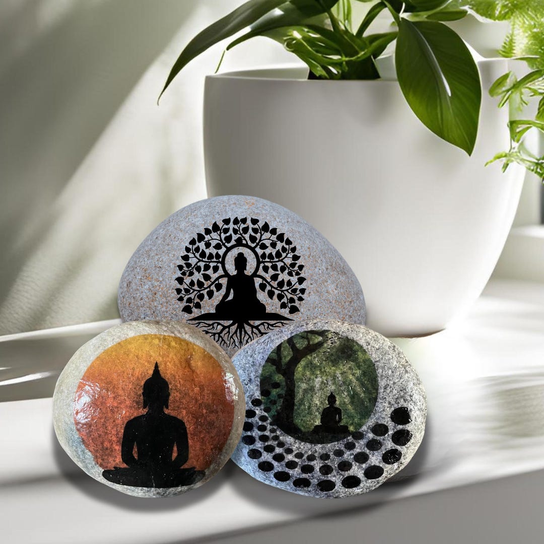 3 X Buddha Stone Buddha Pebble for Garden Buddha Rock Buddha Gift - Etsy