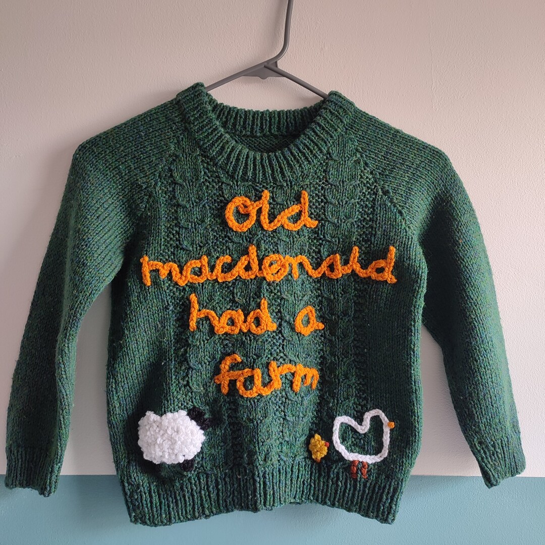 Handmade Knit Kids Jumper, Old Macdonald Farm Design, Size 6-7 - Etsy