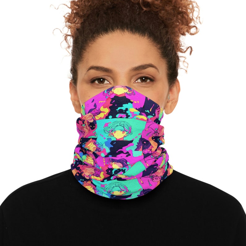 Glitchwave Gal Anime Vaporwave Fabric Tube Scarf for Camping Music ...