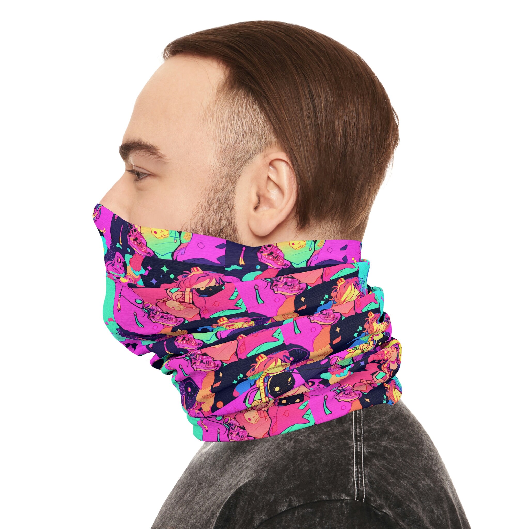 Glitchwave Gal Anime Vaporwave Fabric Tube Scarf for Camping Music ...
