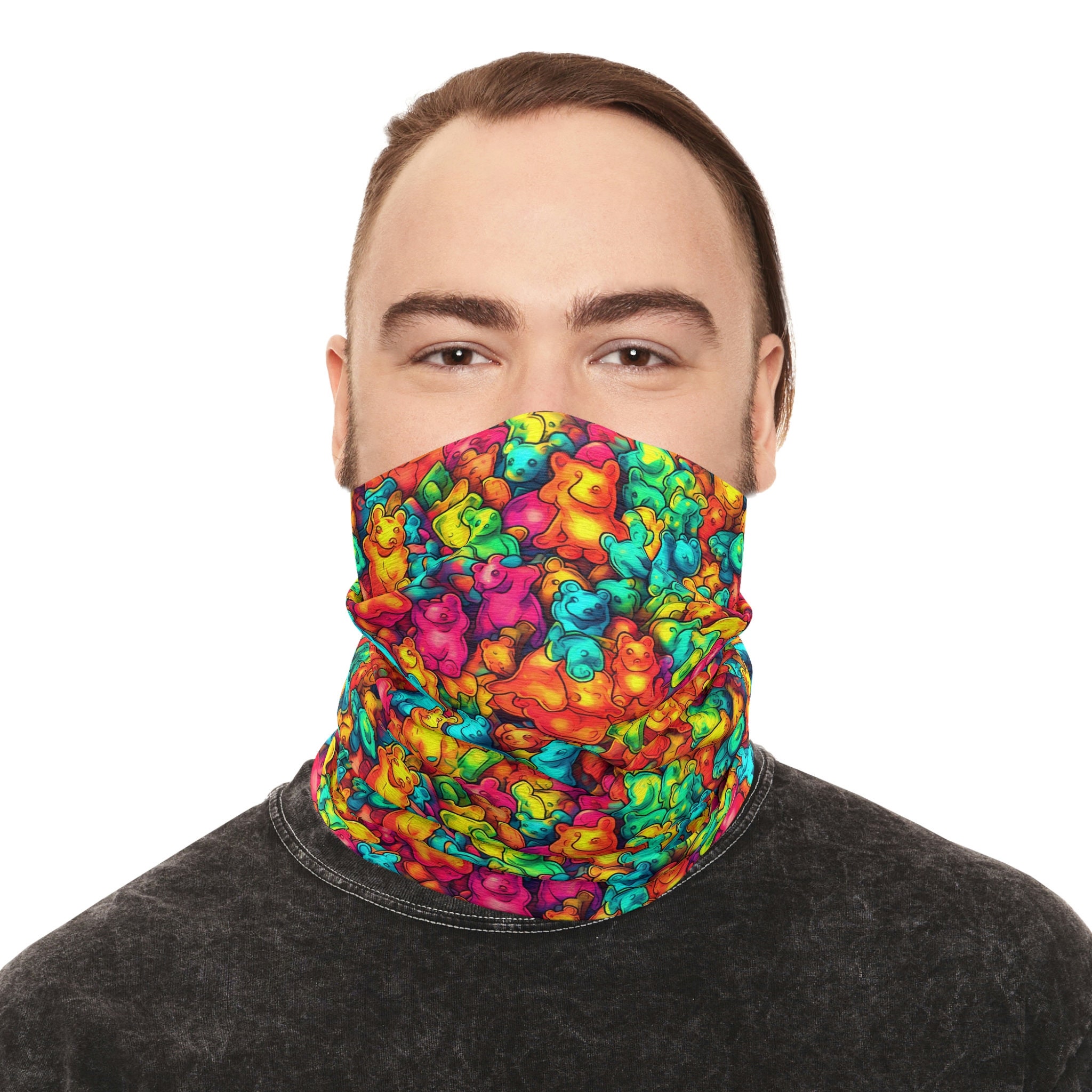 Melty Gummy Bears Tube Scarf Music Festival Raver Camping Gear EDM ...