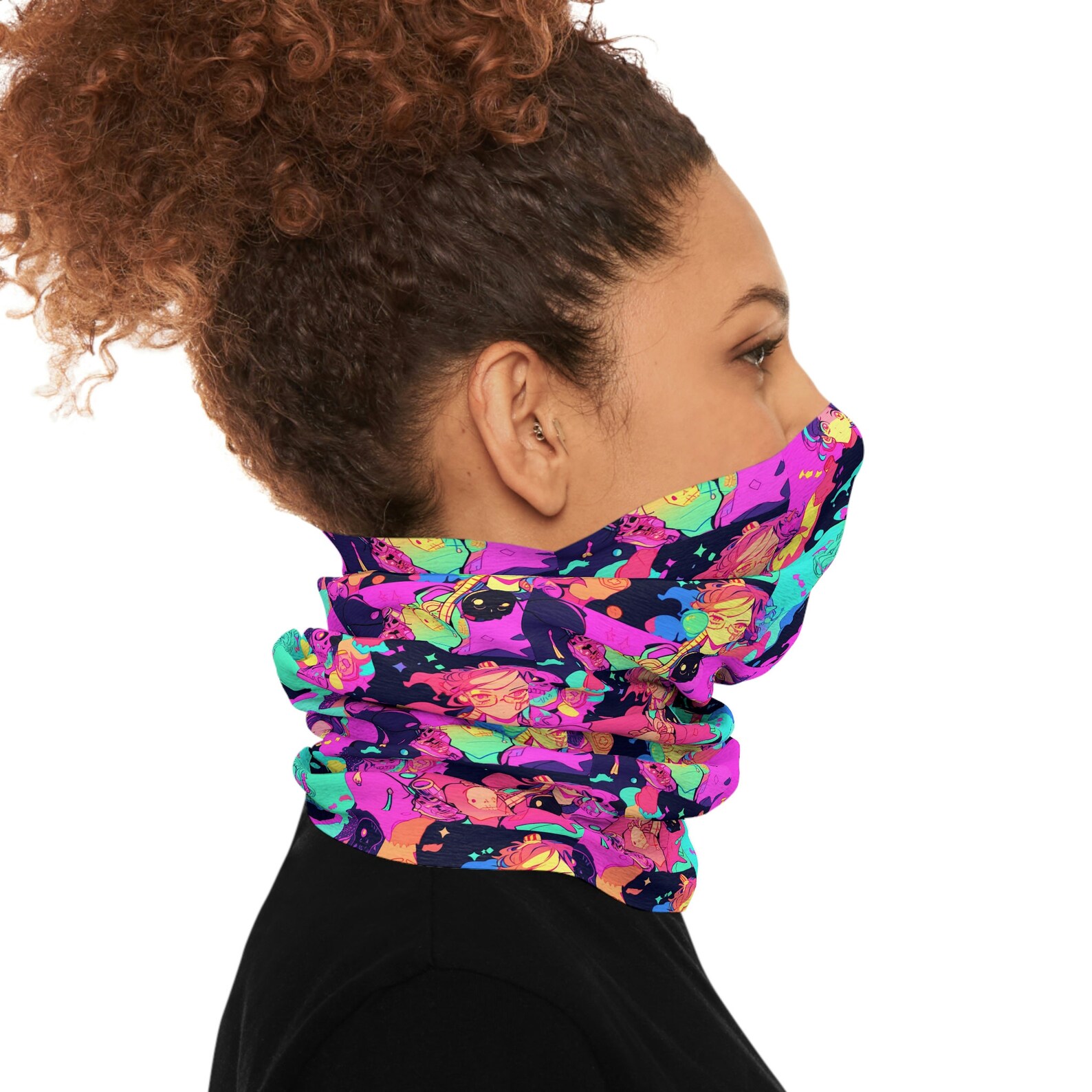 Glitchwave Gal Anime Vaporwave Fabric Tube Scarf for Camping Music ...