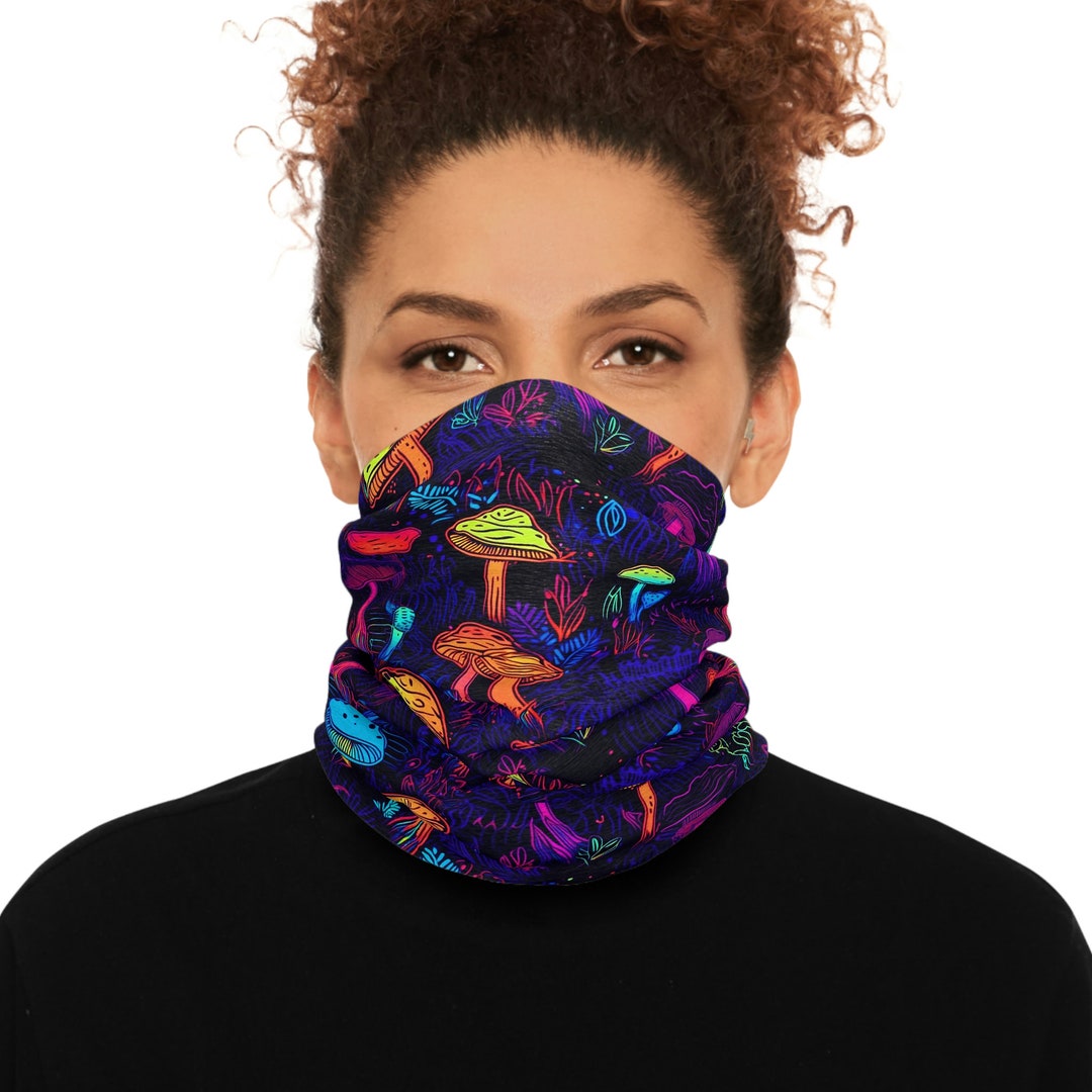 Blacklight Fungi Music Festival Mushrooms Tube Scarf - Etsy