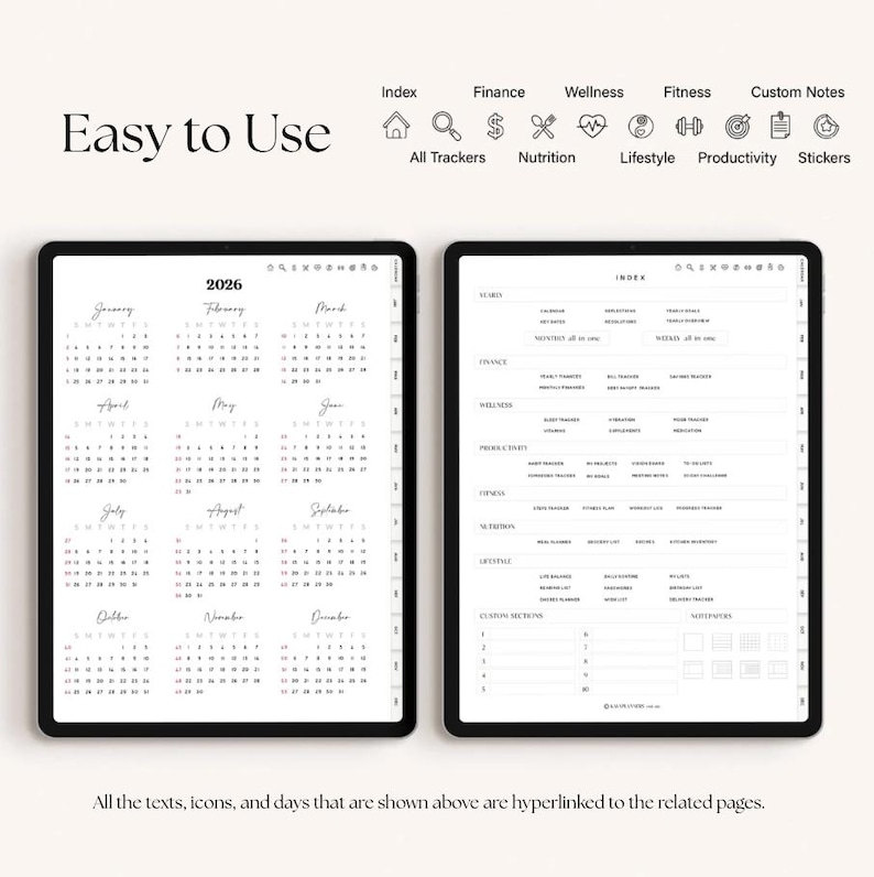 2026 Digital Planner | Minimalist Digital Planner iPad Planner ...